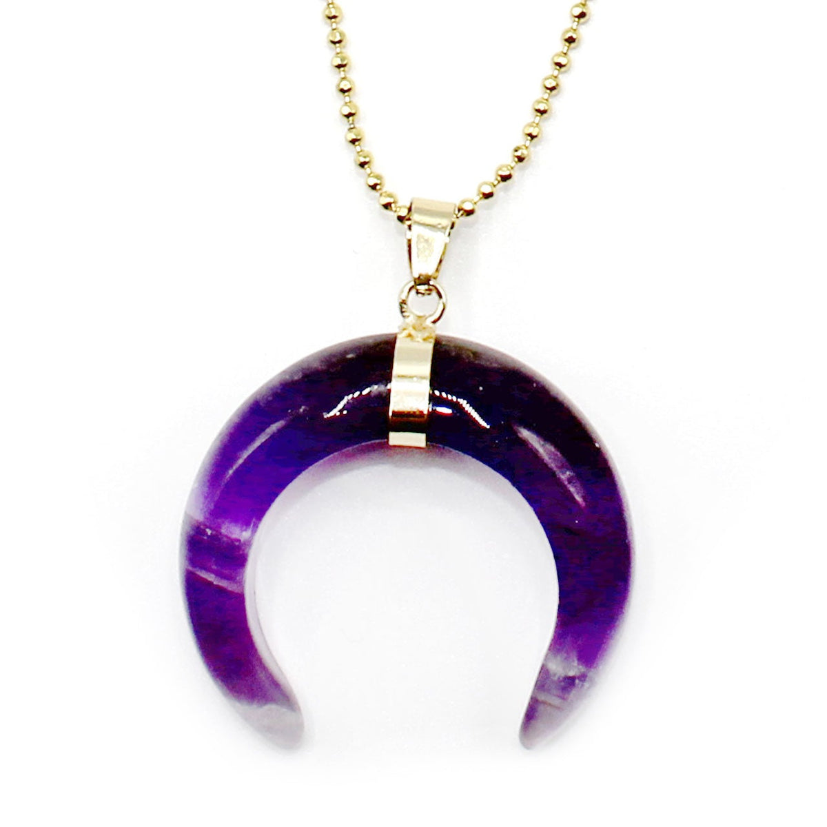 Amethyst Eclipse Moon Pendant with a Gold Chain | Primal Chakra