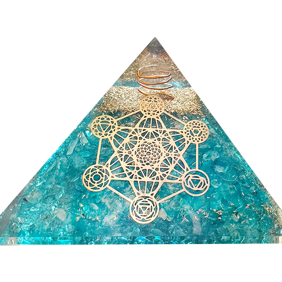Blue Onyx Orgone Reiki Energy Charged Pyramid With Metatron Emblem ...