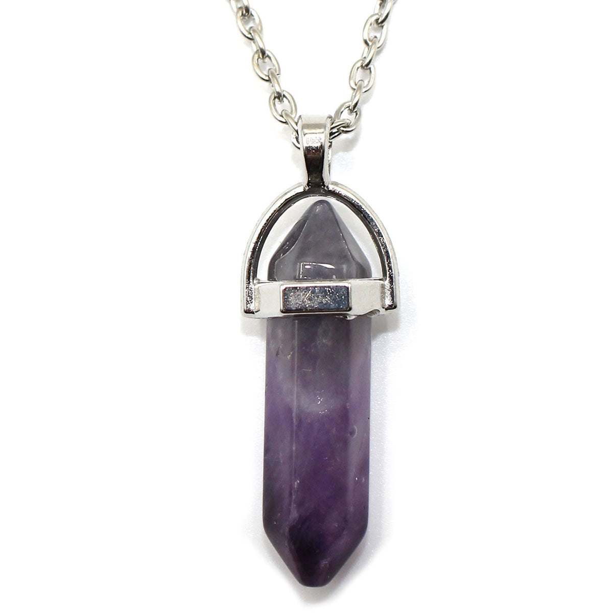 Amethyst Contemporary Dagger Pendant with a Silver Chain | Primal Chakra