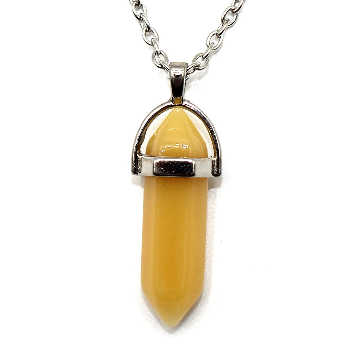 Yellow Agate Contemporary Dagger Pendant with a Silver Chain | Primal ...