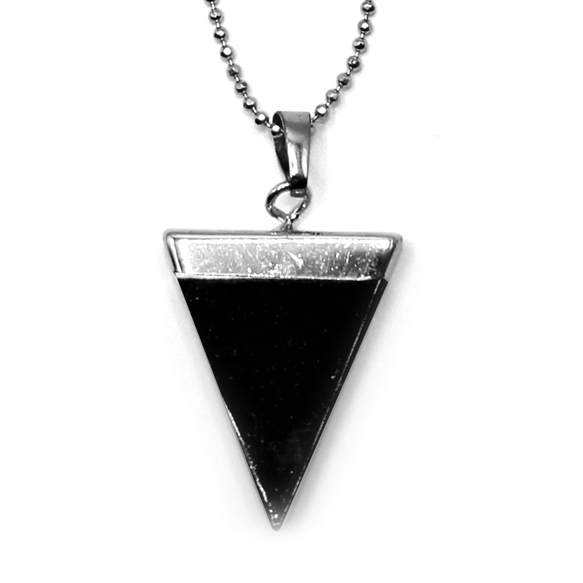 Obsidian Triangle Pendant with Silver Chain | Primal Chakra